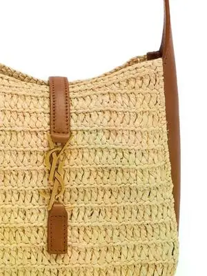Saint Laurent Le 5 À 7 Raffia Shoulder Bag - Neutrals