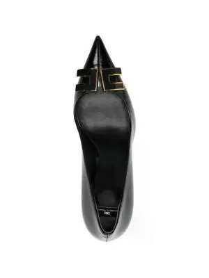 Elisabetta Franchi Leather Stiletto Pumps With Logo Detail