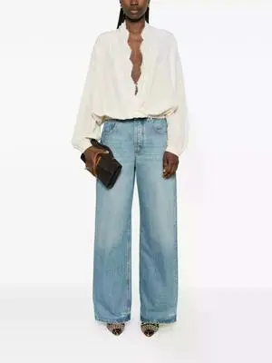 Valentino Garavani Lace-neck Blouse - Neutrals