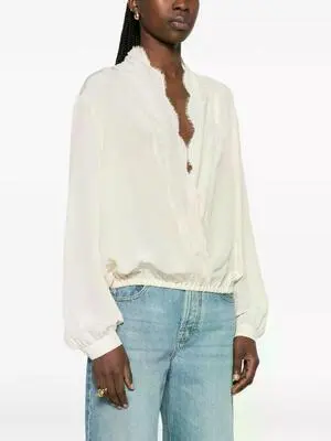 Valentino Garavani Lace-neck Blouse - Neutrals