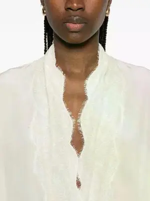 Valentino Garavani Lace-neck Blouse - Neutrals