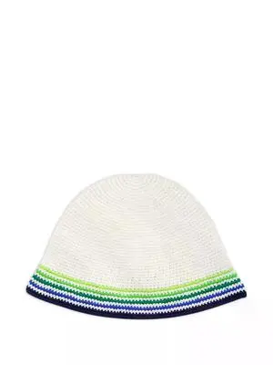 Casablanca Stripe Crochet Beanie - White