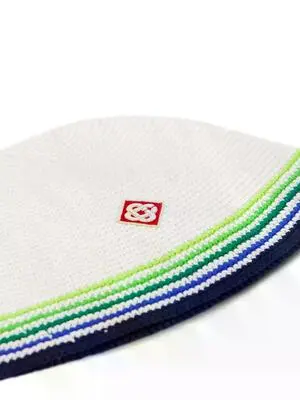 Casablanca Stripe Crochet Beanie - White