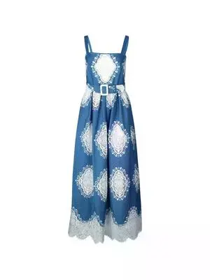 Borgo De Nor Nina Lace Belted Maxi Dress - Blue