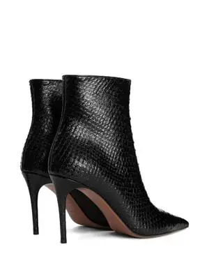 Paris Texas Vera Snake-effect Stiletto Boots - Black
