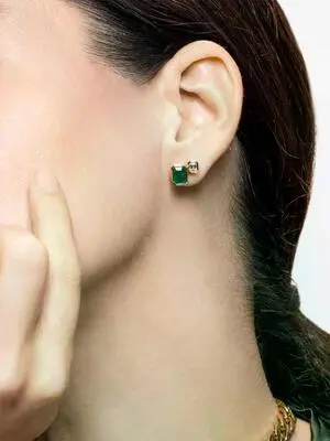 Shay Diamond And Emerald Stud Earrings