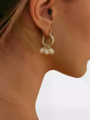 FREYA ROSE Mini Hoop Earrings With Pearls