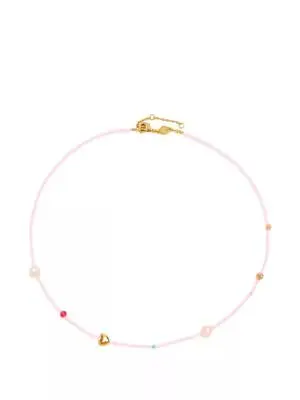 Anni Lu Beaded Heart Necklace - Pink