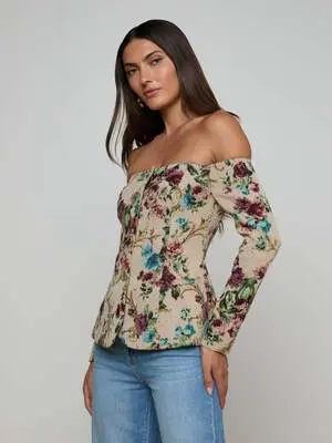 L'Agence Alice Floral Tapestry Blazer Top