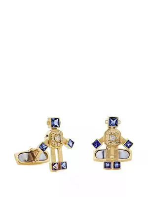 VAN ROBOT Diamond And Tanzanite Robot Cufflinks - Gold