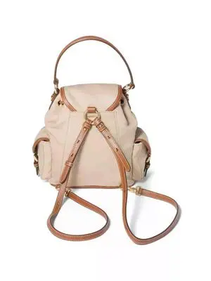 Miu Miu Flap Leather Canvas Backpack