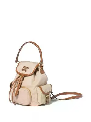 Miu Miu Flap Leather Canvas Backpack