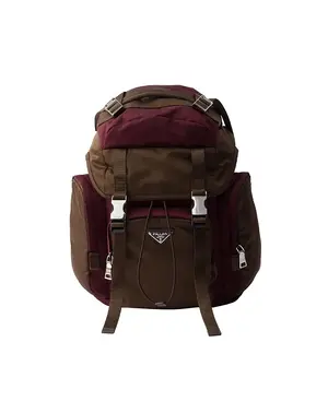 Prada Re-nylon And Saffiano Leather Backpack - Burgundy