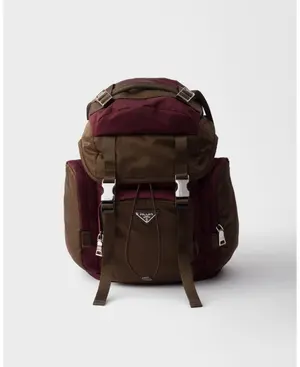 Prada Re-nylon And Saffiano Leather Backpack - Burgundy