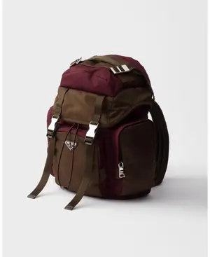 Prada Re-nylon And Saffiano Leather Backpack - Burgundy