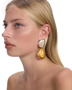 SELF-PORTRAIT Tiger Eye Resin Tiered Drop Earrings