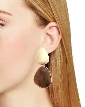 SELF-PORTRAIT Tiger Eye Resin Tiered Drop Earrings