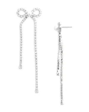 SELF-PORTRAIT Crystal Bow Drop Earrings - Silver