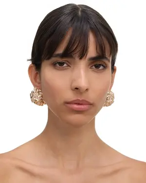 SELF-PORTRAIT Cubic Zirconia Flower Cluster Button Earrings - Gold