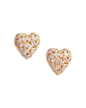 SELF-PORTRAIT Crystal Heart Cluster Stud Earrings - Gold