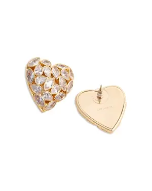 SELF-PORTRAIT Crystal Heart Cluster Stud Earrings - Gold