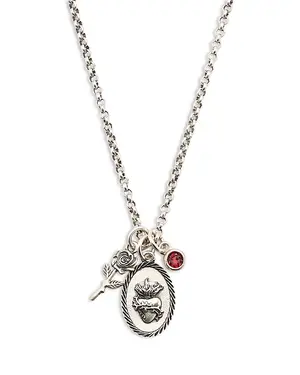 SERGE DENIMES Triple Charm Pendant Necklace - Silver