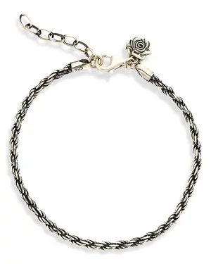 SERGE DENIMES Rose Charm Rope Bracelet - Silver
