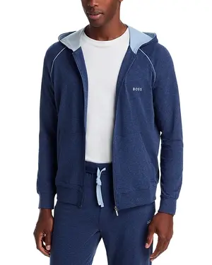 Hugo Boss Zip-up Hoodie With Logo - Open Blue