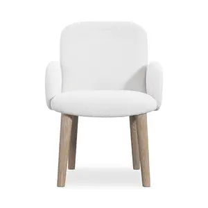 BERNHARDT Loggia White Arm Chair - Performance Fabric B/ Legs In Oak Wood W