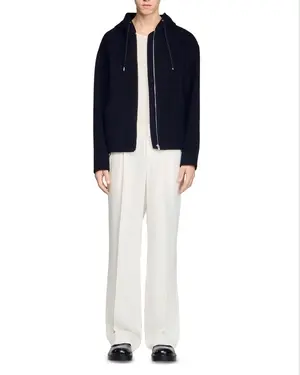 Sandro Hooded Zip-up Wool Jacket