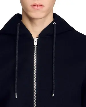 Sandro Hooded Zip-up Wool Jacket
