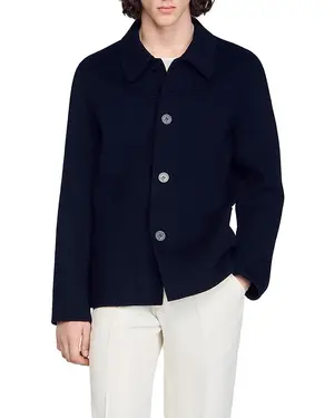 Sandro Worker Double Wool Blend Jacket