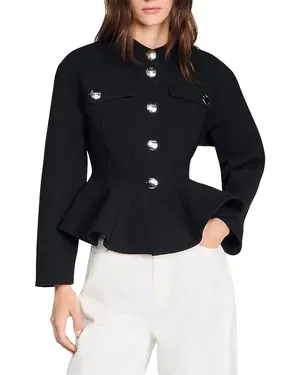 Sandro Cropped Ruffle Peplum Jacket