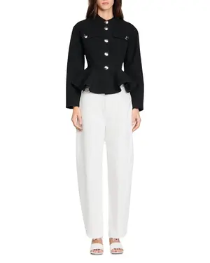 Sandro Cropped Ruffle Peplum Jacket