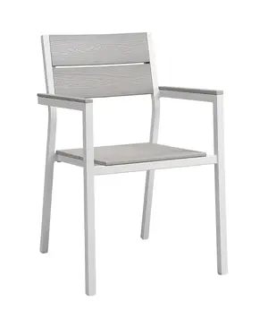 MODWAY Maine Outdoor Patio Dining Armchair, Set Of 2 - White Light Gray
