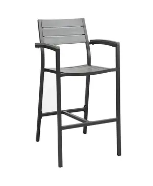 MODWAY Maine Outdoor Patio Bar Stool, Set Of 2 - Brown Gray