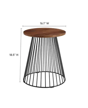 MODWAY Valeo Round Wood And Metal Side Table