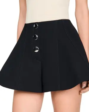 Sandro Snap Front Flared Shorts