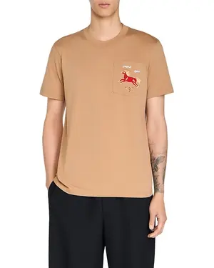 Sandro Embroidered Horse Pocket T-shirt - Beige