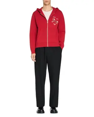 Sandro Horse Print Zip Up Hoodie