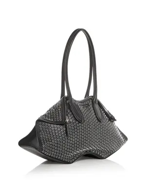 Alexander McQueen Leather Manta Bag With Eyelet Studs - Black