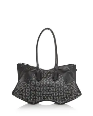 Alexander McQueen Leather Manta Bag With Eyelet Studs - Black