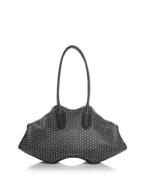 Alexander McQueen Leather Manta Bag With Eyelet Studs - Black