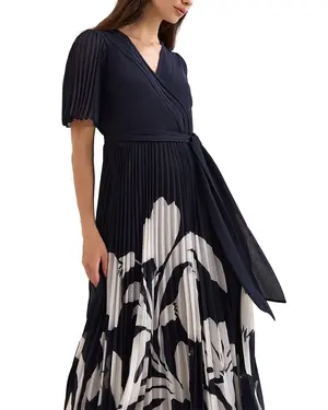 PHASE EIGHT Abigail Pleated Wrap Dress - Navy