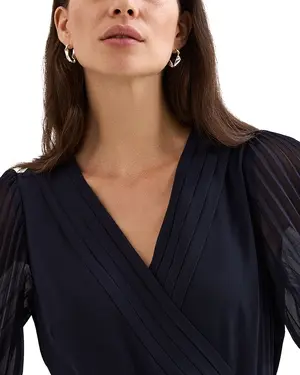 PHASE EIGHT Abigail Pleated Wrap Dress - Navy