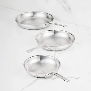HESTAN Probond Luxe Professional Clad Stainless Steel Skillets, Set Of 3 - Silver