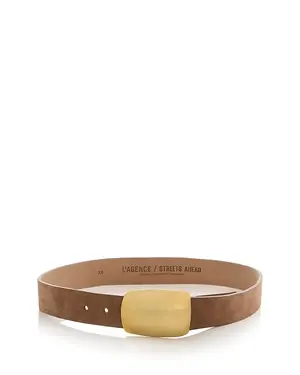 L'Agence Milou Domed Suede Belt - Cappuccino
