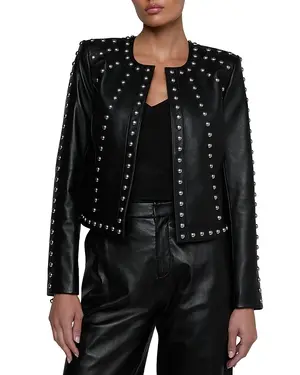 L'Agence Fia Studded Leather Jacket