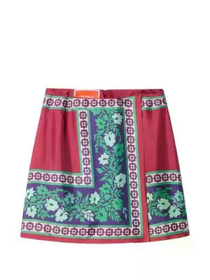 La DoubleJ Floral Mini Skirt - Red