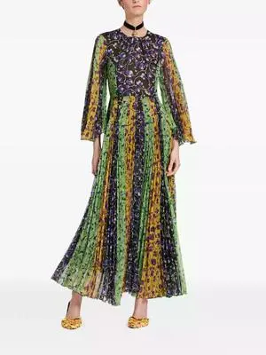 La DoubleJ Angel Floral-print Pleated Maxi Dress